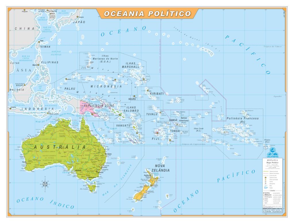 Mapa Da Oceania Político - Ref: 217 - 07 - Formato: 1,20x0,90m - GEO Mapas