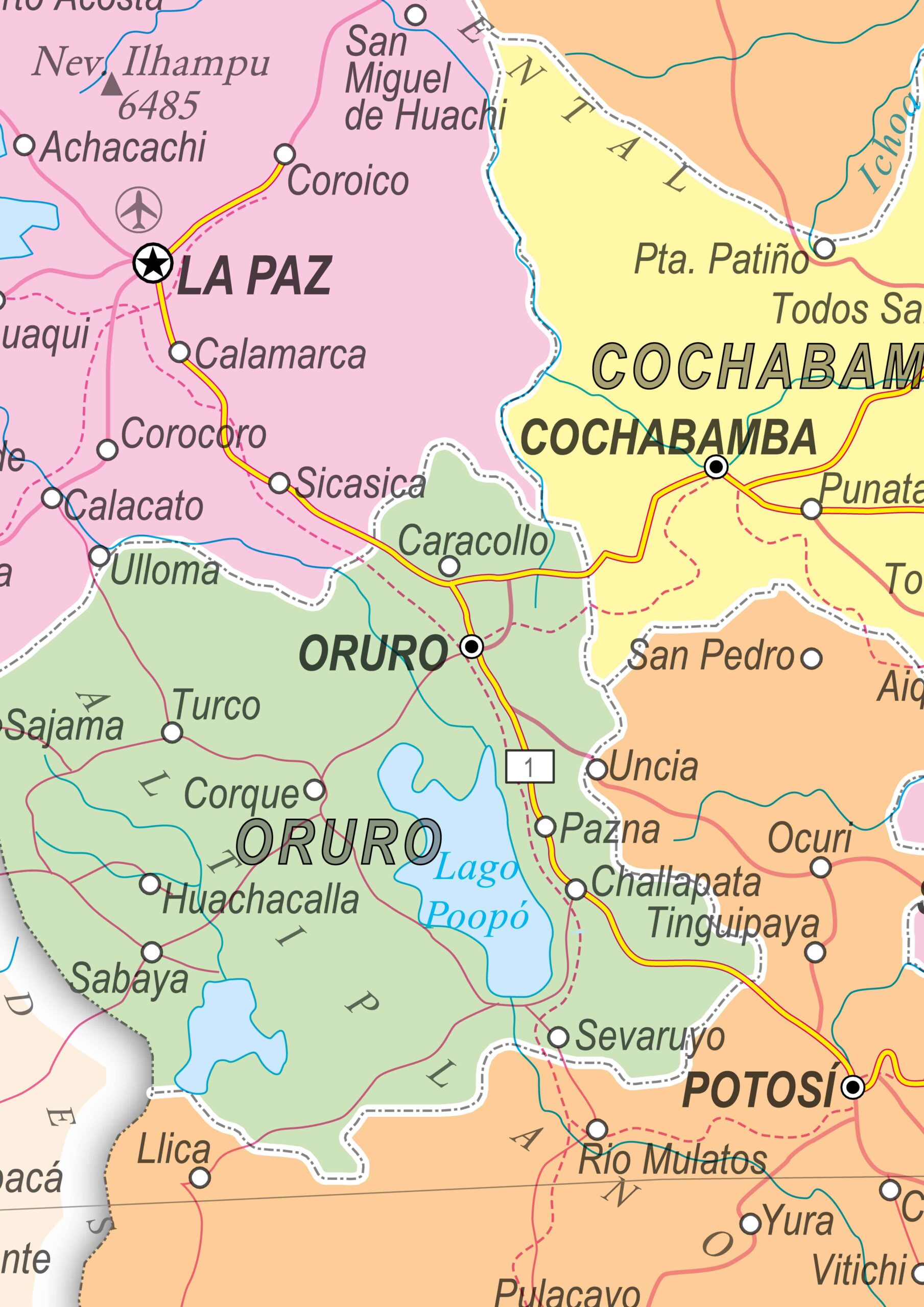 Mapa Da Bolívia Político Rodoviário - Ref: 234 - Formato: 0.90x1.20m ...