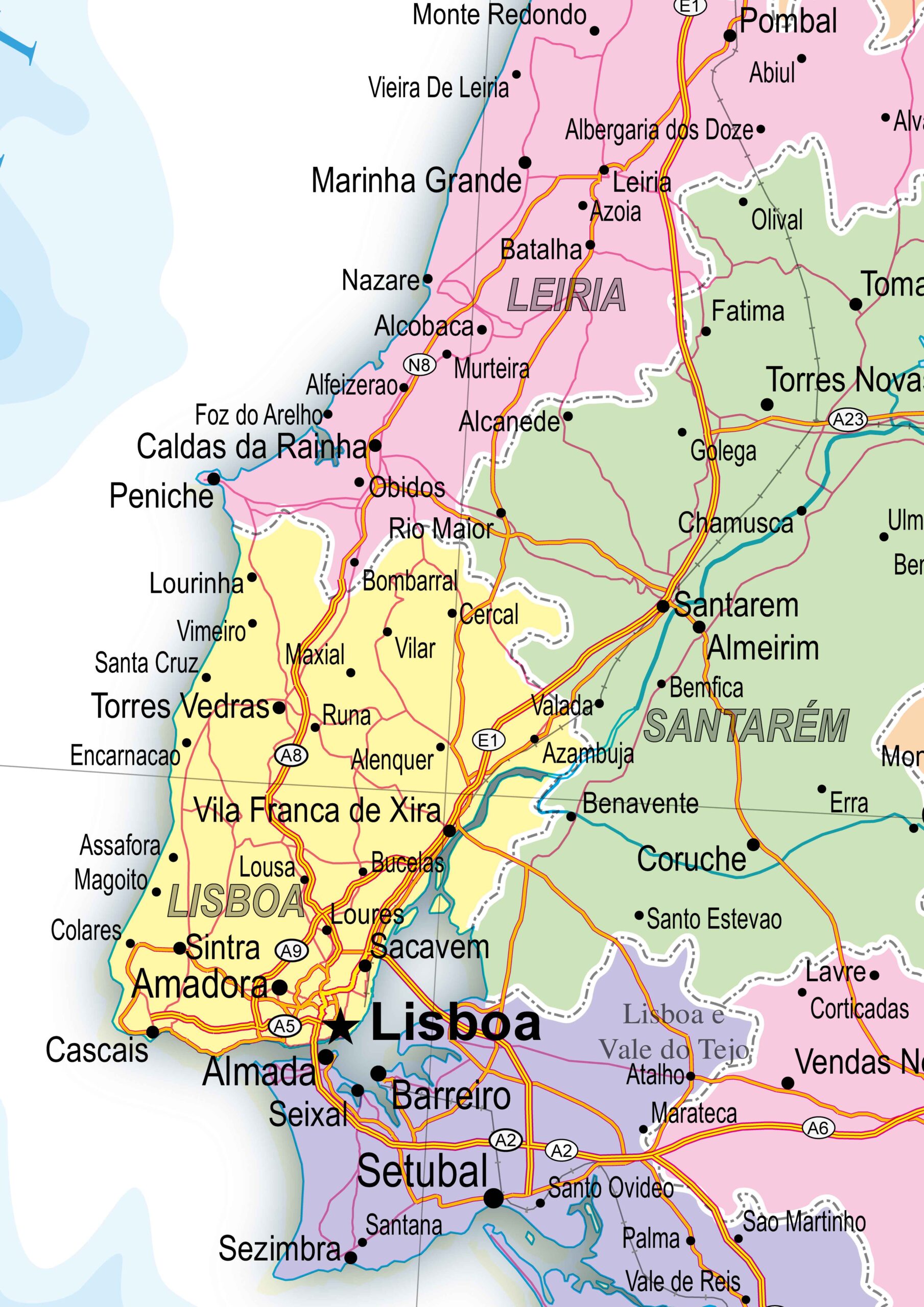 Mapa De Portugal Pol; E Rod. - Ref: 242 - Formato: 0.90x1.20m - GEO Mapas