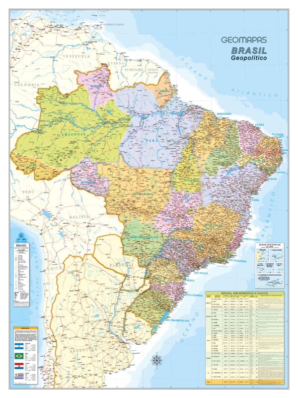 Mapa Do Brasil Geopolítico - Ref: 361 - 07 – Formato: 1,20X1,60m - GEO ...