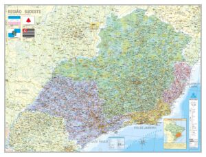 Mapa Da Região Sudeste Do Brasil - Ref: 413 - 07 - Formato: 1,20x0,90m ...