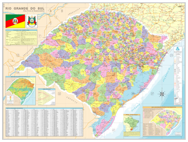 Mapa Do Estado Do Rio Grande Do Sul Político E Rodoviário - Ref: 515 ...