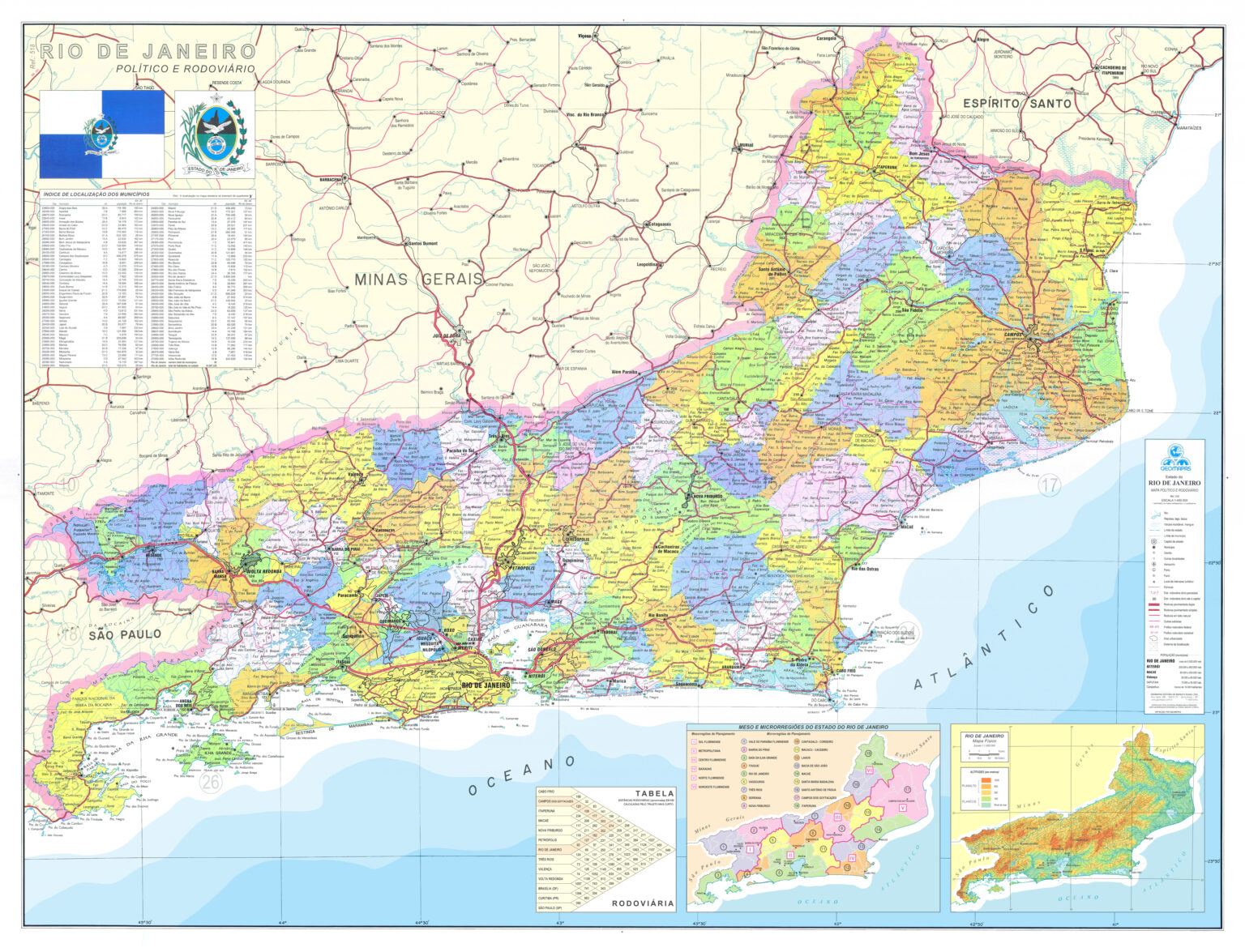 Mapa Do Estado Do Rio De Janeiro Político E Rodoviário - Ref: 518 ...