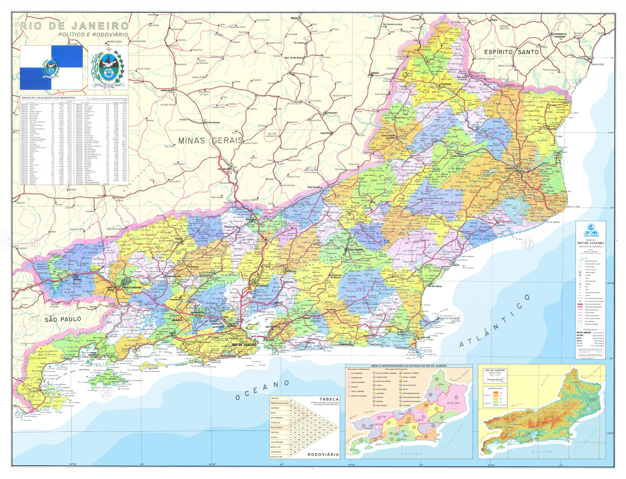 Mapa Do Estado Do Rio De Janeiro Político E Rodoviário - Ref: 518 ...