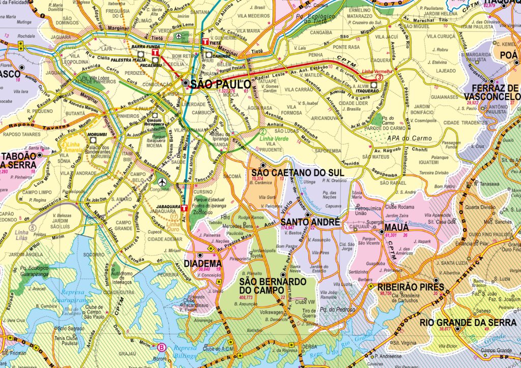 Mapa Da Grande São Paulo - Ref: 611 - Formato: 1.20x0.90m - GEO Mapas