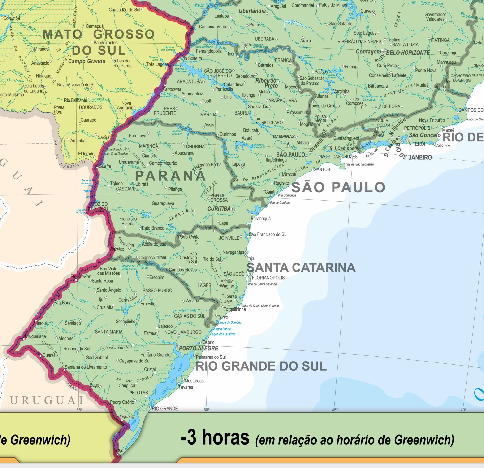 Mapa Do Brasil Fusos Horários - Ref: 325 - 07 - Formato: 1,20x0,90m ...