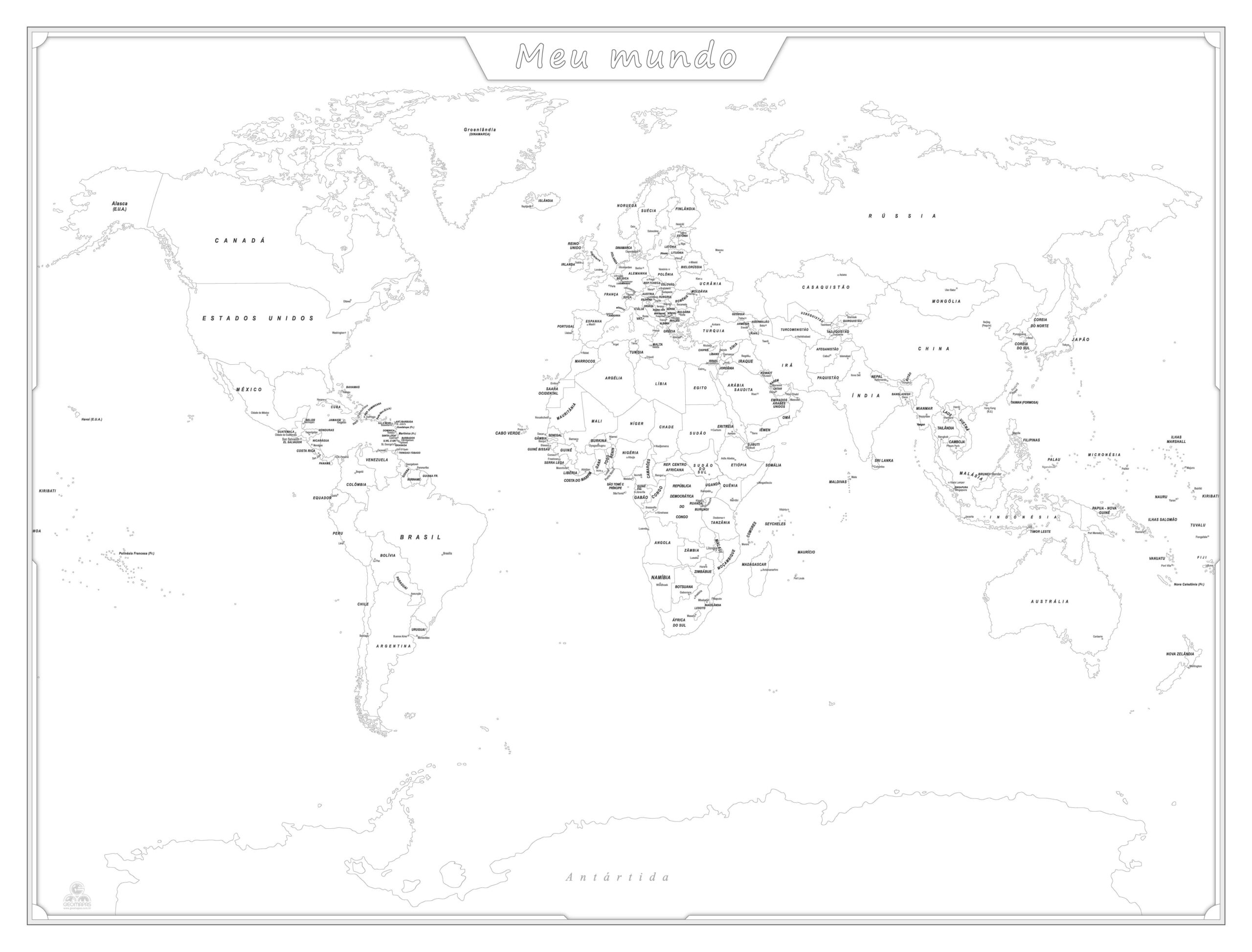 Mapa-Múndi Meu Mundo Para Colorir - Geomapas