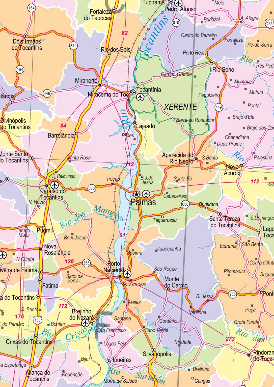 Mapa Do Estado De Tocantins Político E Rodoviário - Ref: 534 - Formato ...