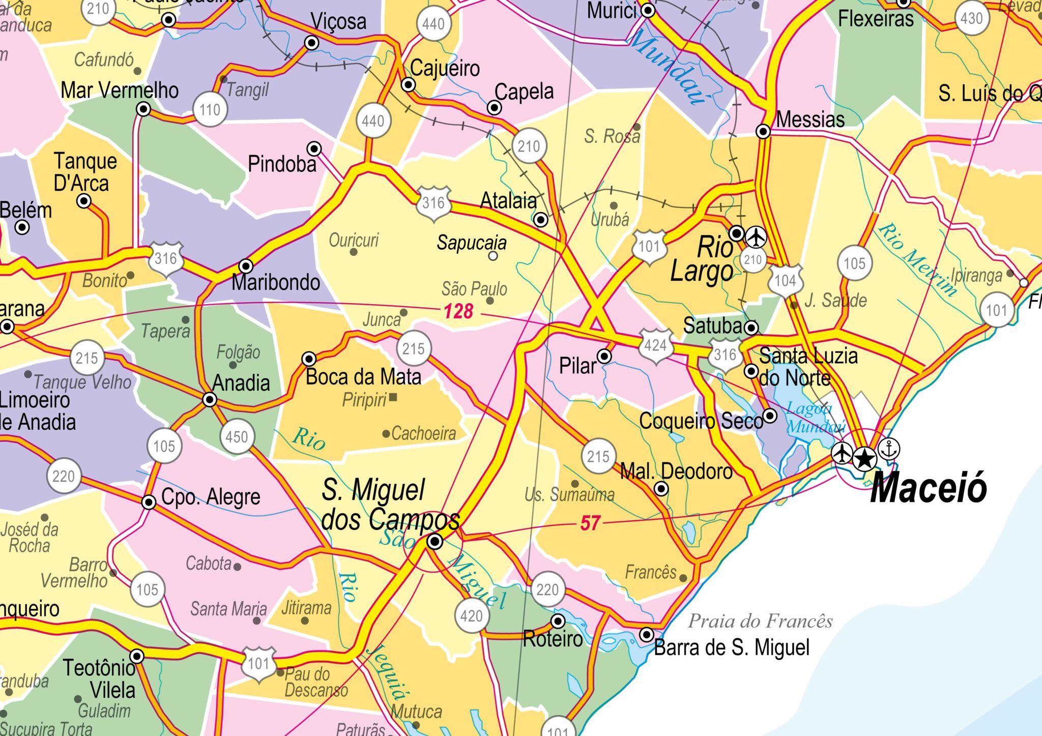 Mapa Do Estado De Alagoas Político E Rodoviário - Ref: 538 - Formato: 1 ...