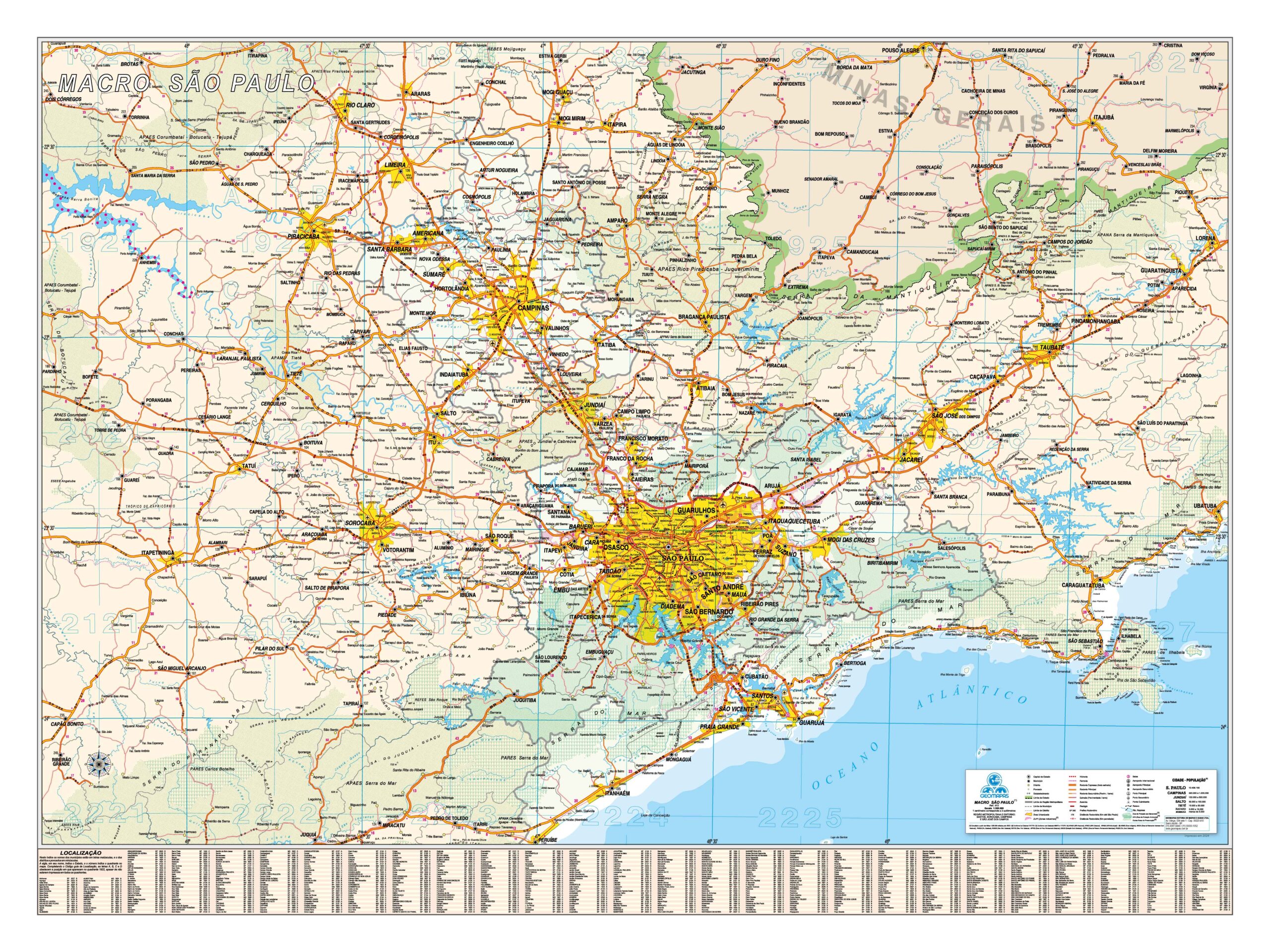 Mapa Da Região Da Macro São Paulo - Ref: 612 - Formato: 1,20x0,90m ...