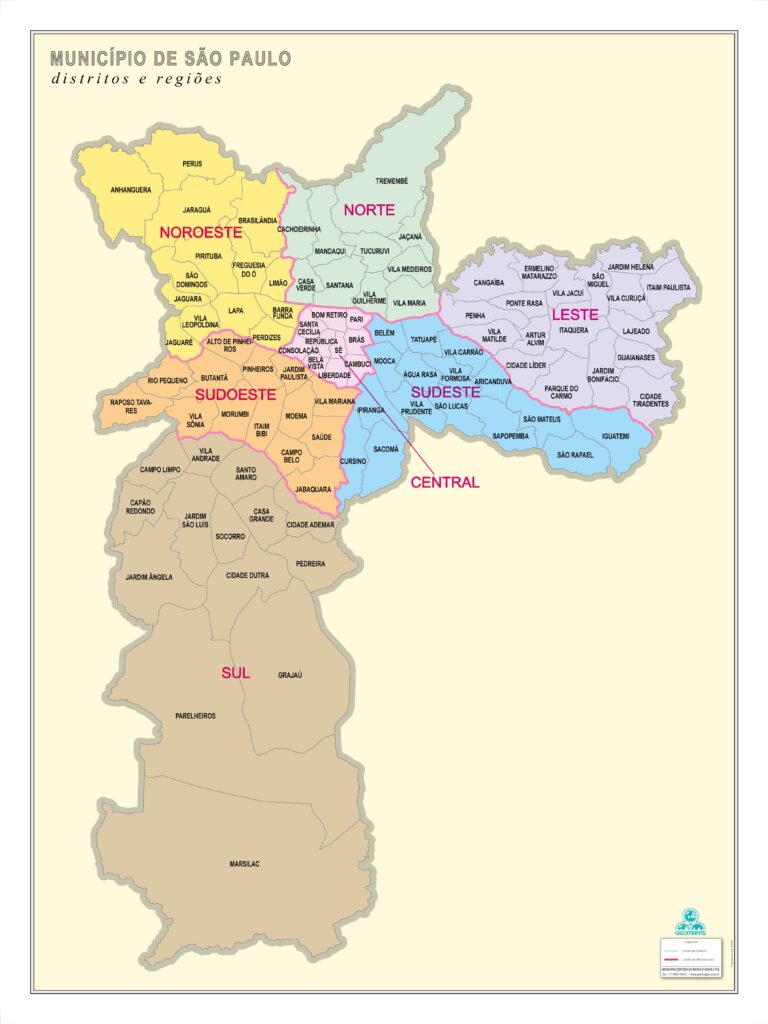 Mapa Dos Distritos E Regiões Do Município De SP - Geomapas